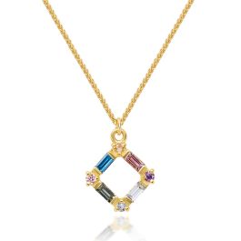 Solid Gold Square Pendant set with Mixed Gemstones: Neta Wolpe